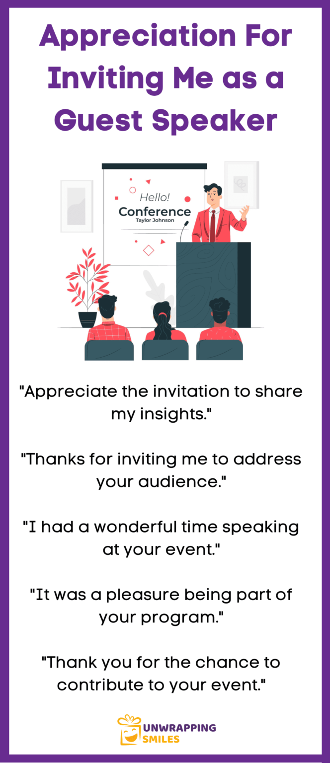 Thank You For Inviting Me as Your Guest Speaker [35 Ideas]
