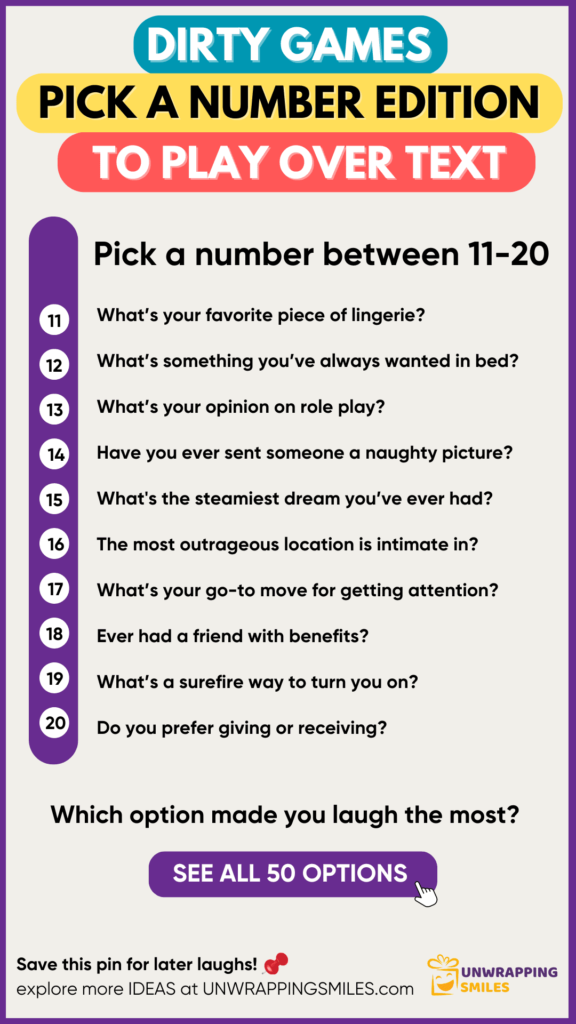 50 Dirty Games To Play Over Text Pick a Number Edition